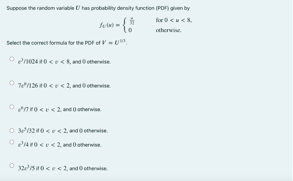 Solved Suppose the random variable U has probability density | Chegg.com