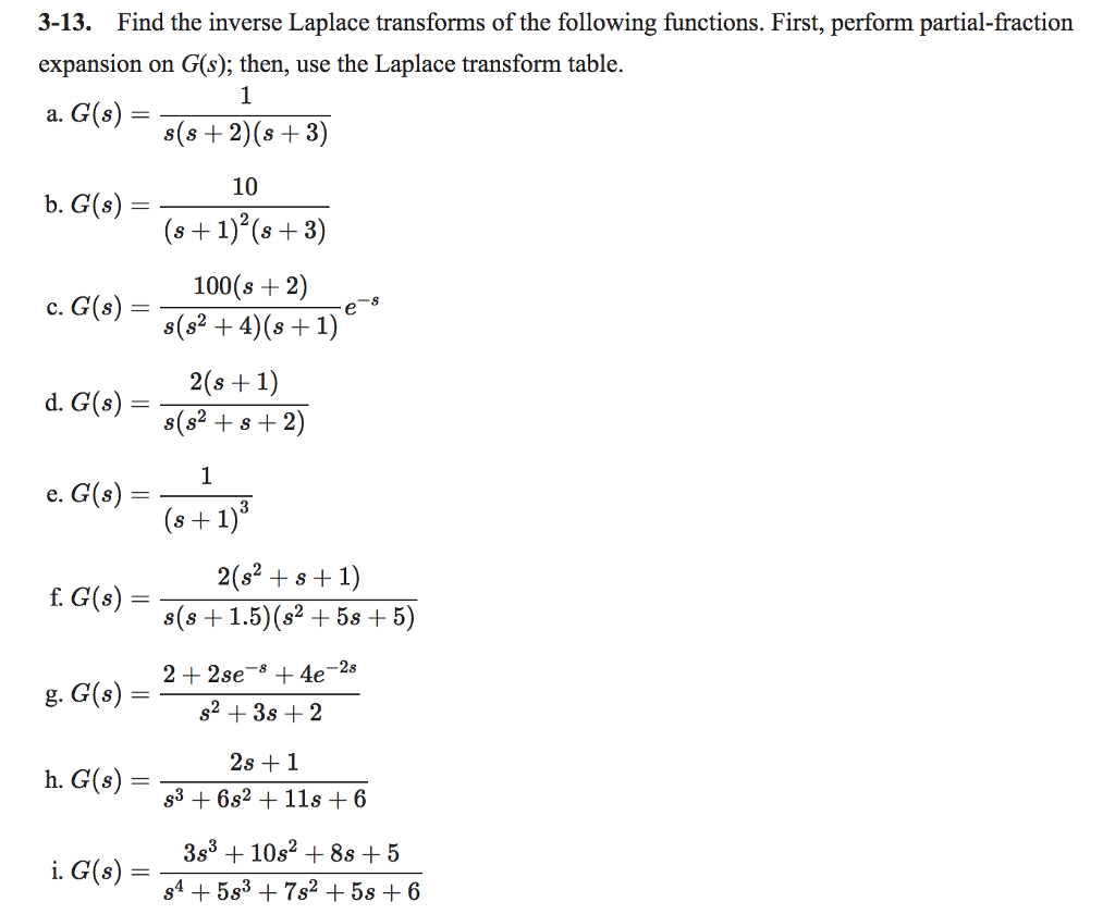 Solved 3 13 Find The Inverse Laplace Transforms Of The