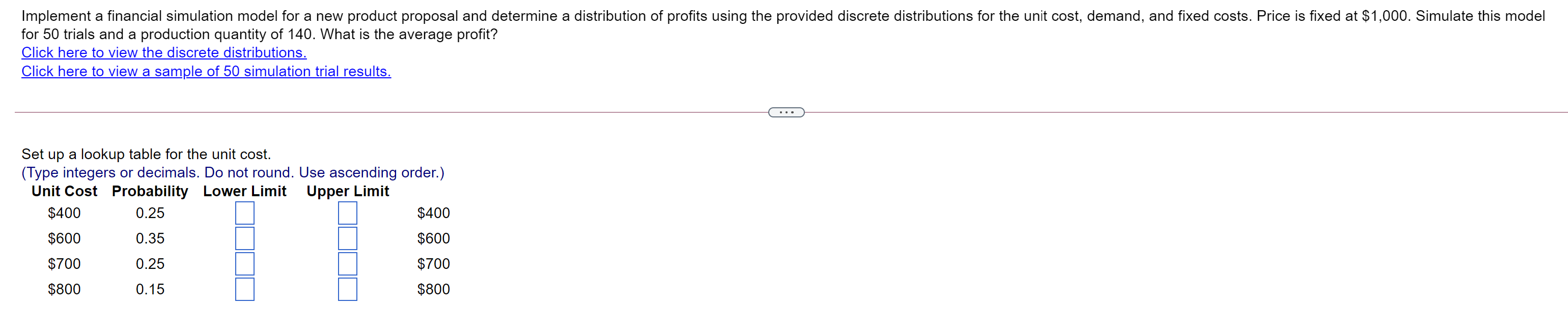 Solved Implement a financial simulation model for a new | Chegg.com