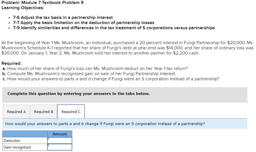 Solved - 7-6 Adjust the tax basis in a partnership interest | Chegg.com