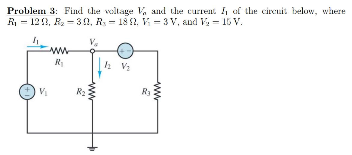 Solved Find the voltage Va and the current I1 of the circuit | Chegg.com