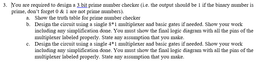 Solved 3. You are required to design a 3 bit prime number | Chegg.com