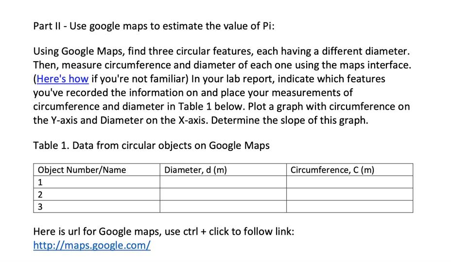 Solved Part II - Use google maps to estimate the value of | Chegg.com