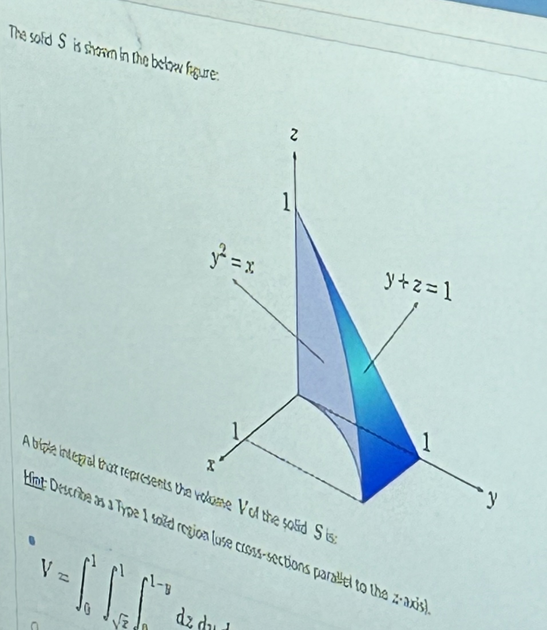 Solved A triple integral that represents the volume V of the | Chegg.com