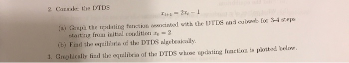 Solved Consider the DTDS x_t + 1 = 2x_t - 1 (a) Graph the | Chegg.com