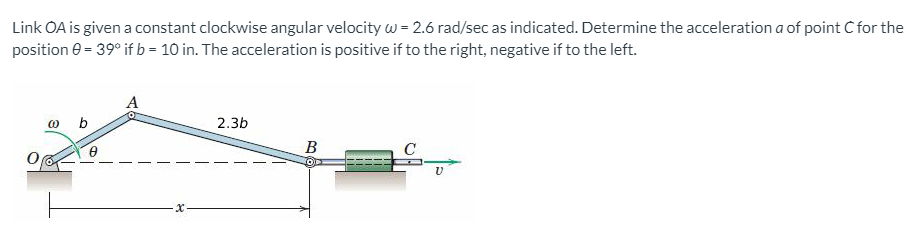 Solved Link OA is given a constant clockwise angular | Chegg.com