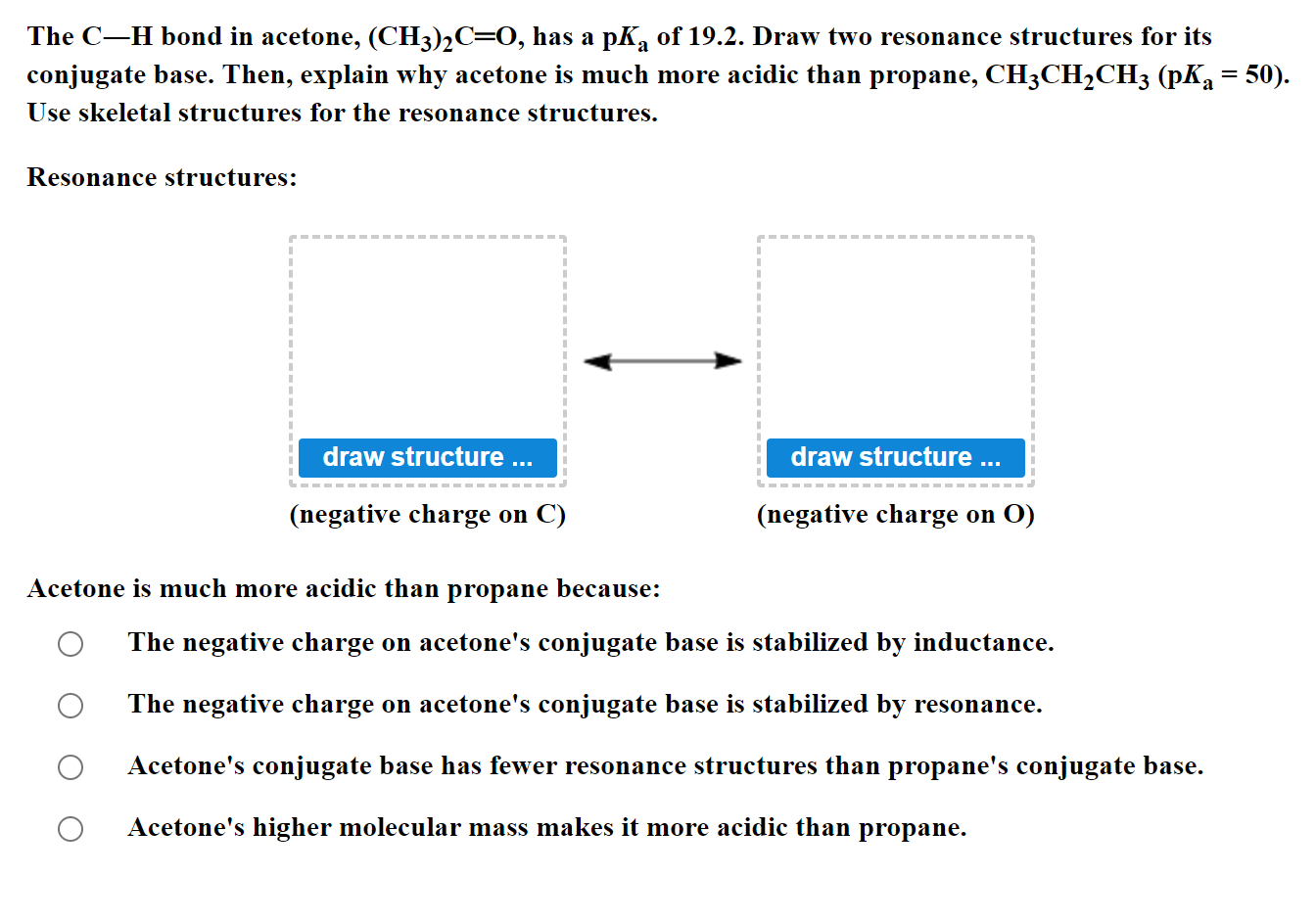 Solved The C−H bond in acetone, (CH3)2C=O, has a pKa of | Chegg.com