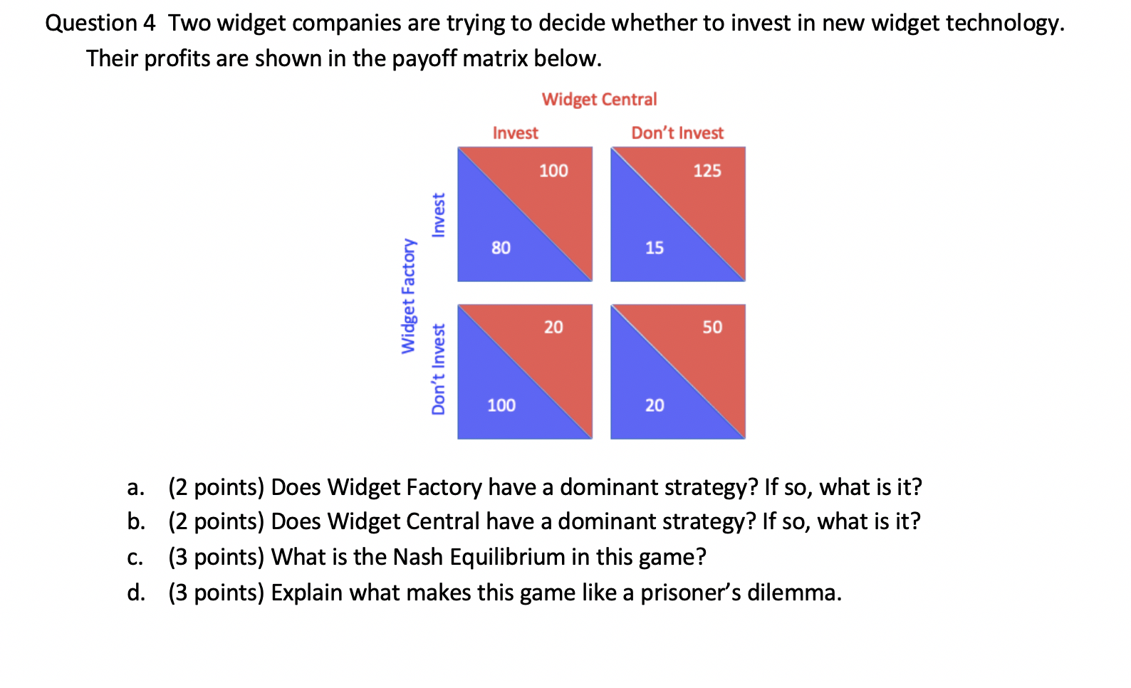 Solved Question 4 Two widget companies are trying to decide | Chegg.com