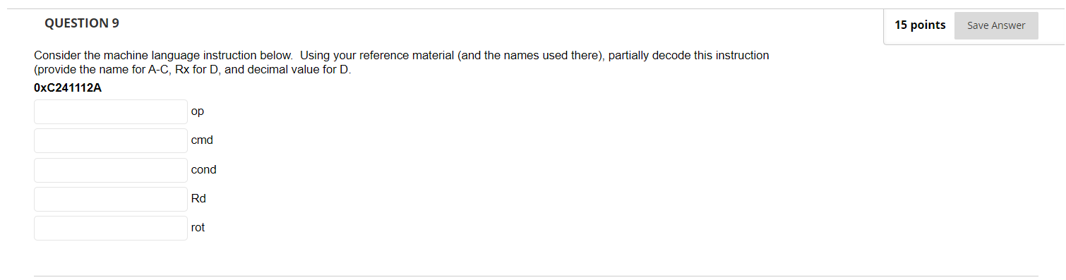 Solved Consider the machine language instruction below. | Chegg.com