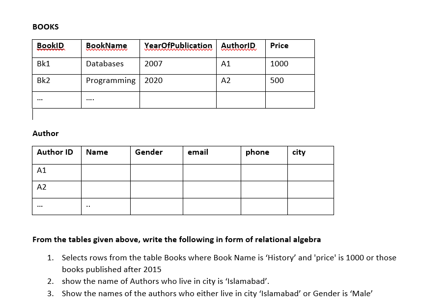 Solved From the tables given , write the following in form | Chegg.com