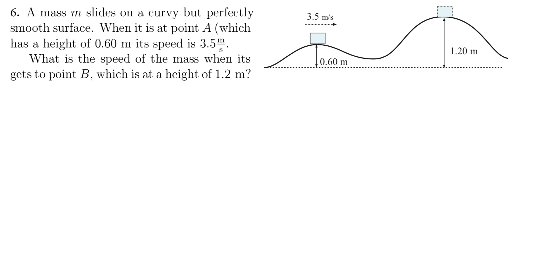 Solved 6. A mass m slides on a curvy but perfectly smooth | Chegg.com