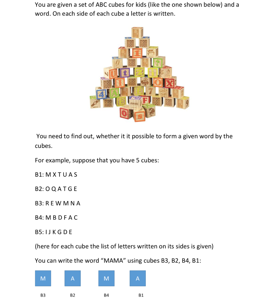 Solved You are given a set of ABC cubes for kids (like the | Chegg.com