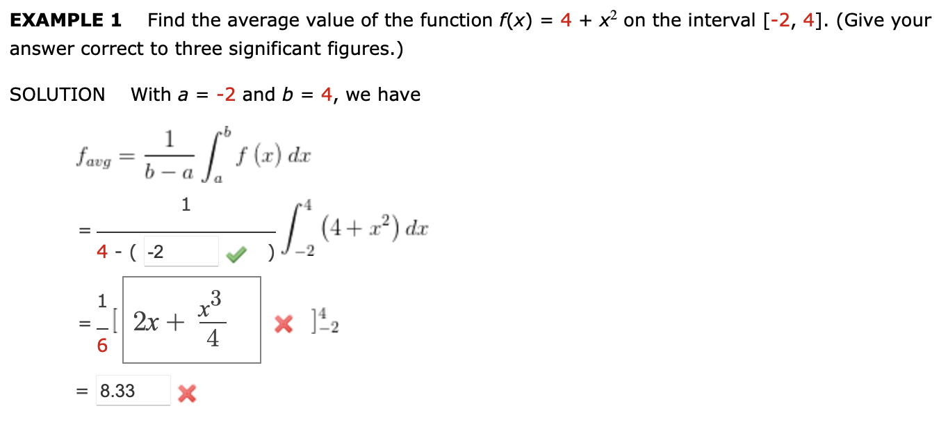 Solved EXAMPLE 1 Find the average value of the function | Chegg.com