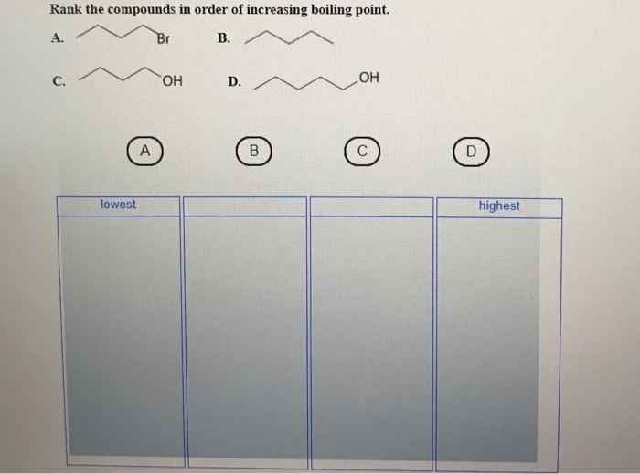 Solved Rank the compounds in order of increasing boiling | Chegg.com
