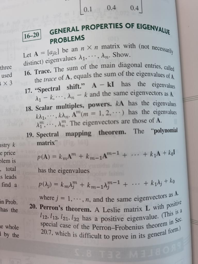 Solved 0.4 0.4 GENERAL PROPERTIES OF EIGENVALUE 16-20 | Chegg.com