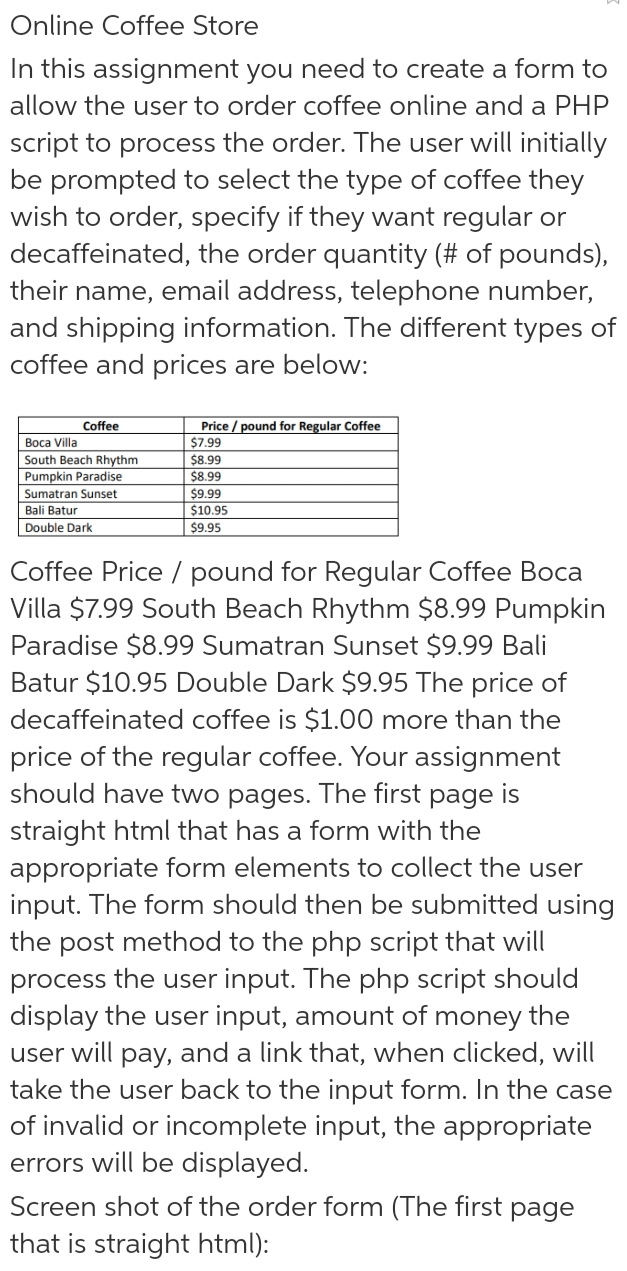 Solved Online Coffee Store In this assignment you need to | Chegg.com