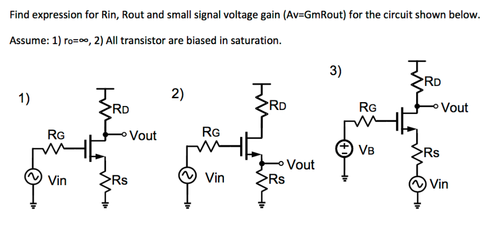 Solved Find expression for Rin, Rout and small signal | Chegg.com
