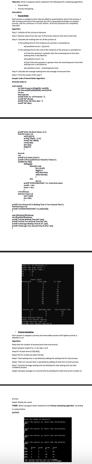 Solved Sample Code of Round Robin Algorithm:#includevoid | Chegg.com