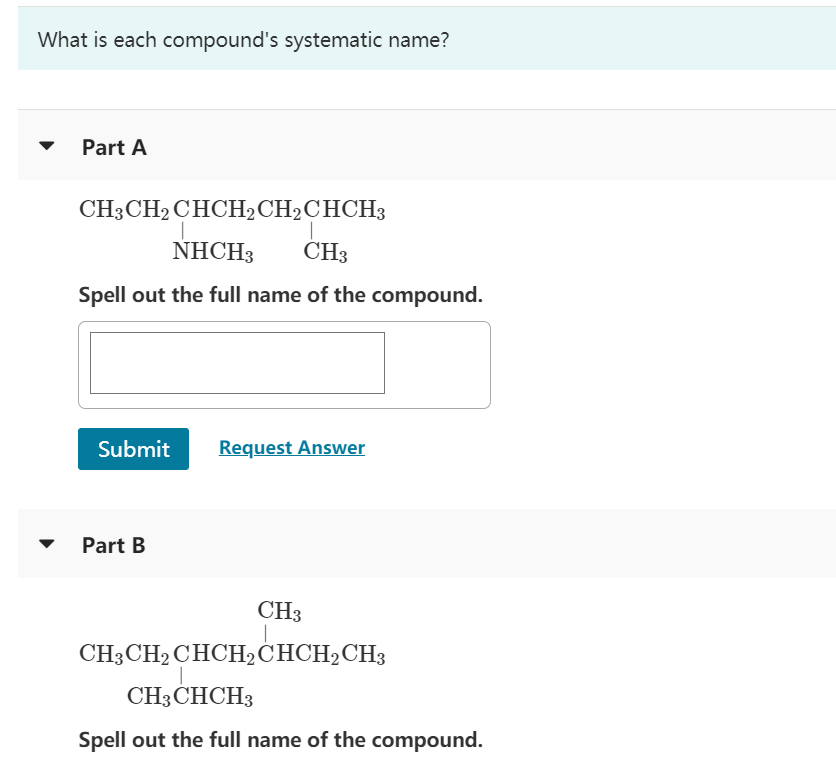 Solved What is each compound's systematic name? Part A | Chegg.com