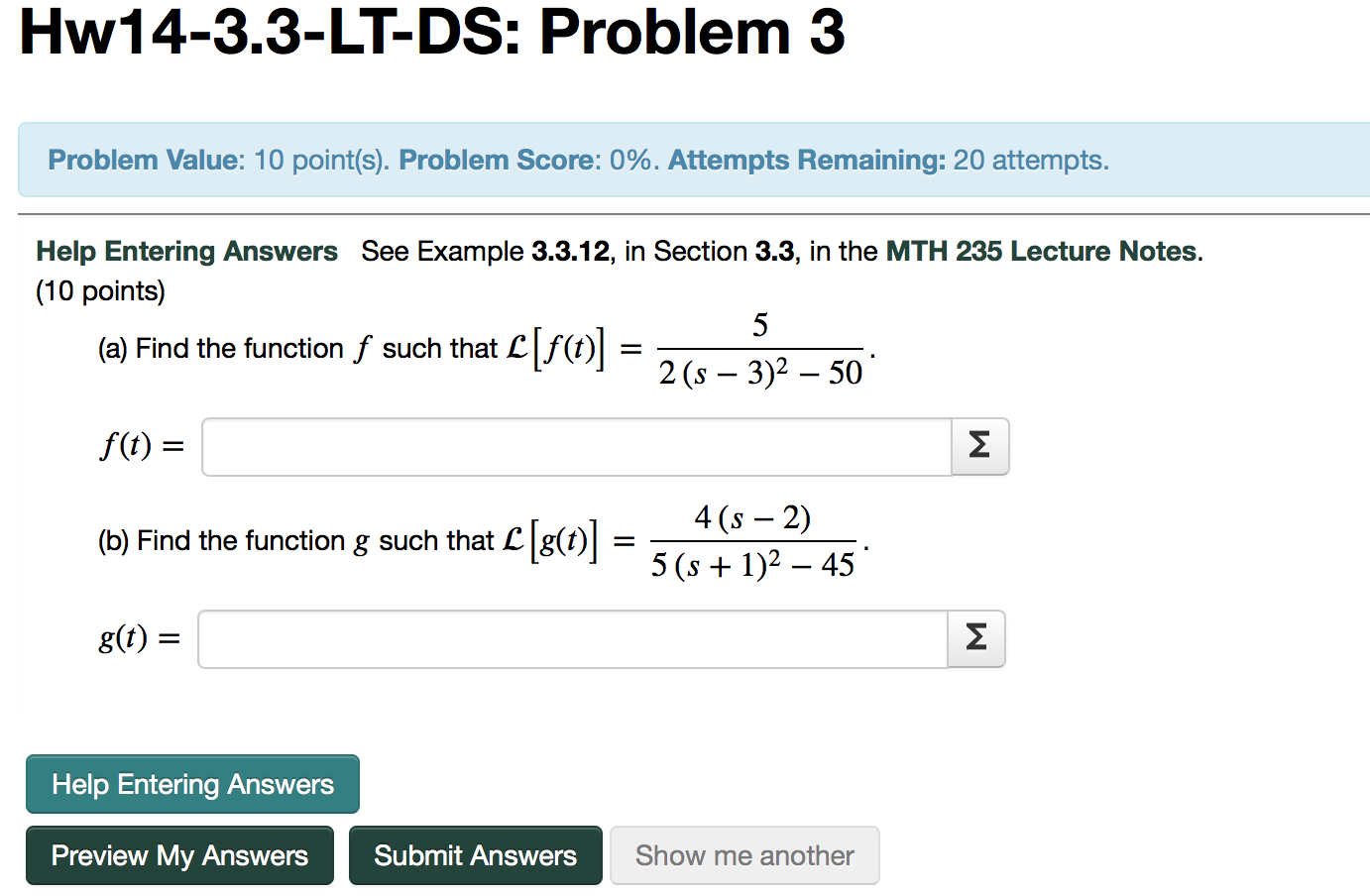 Solved Hw14-3.3-LT-DS: Problem 3 Problem Value: 10 point(s). | Chegg.com