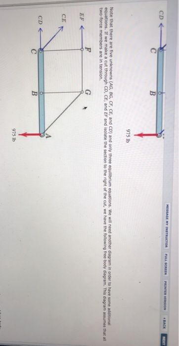 Solved Calculate the force in member BG using a free-body | Chegg.com