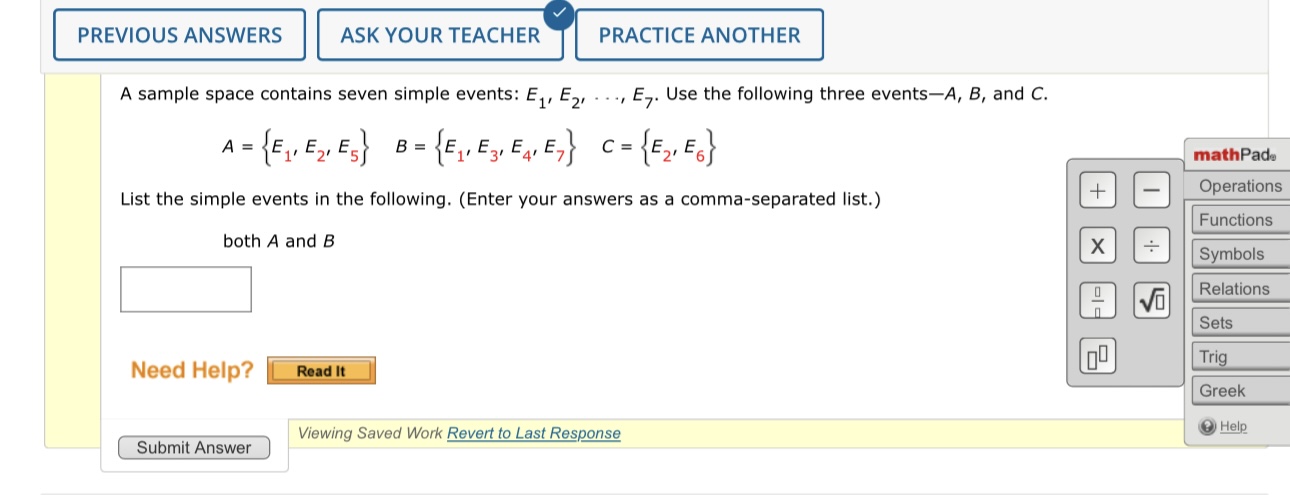 Solved A sample space contains seven simple events: | Chegg.com
