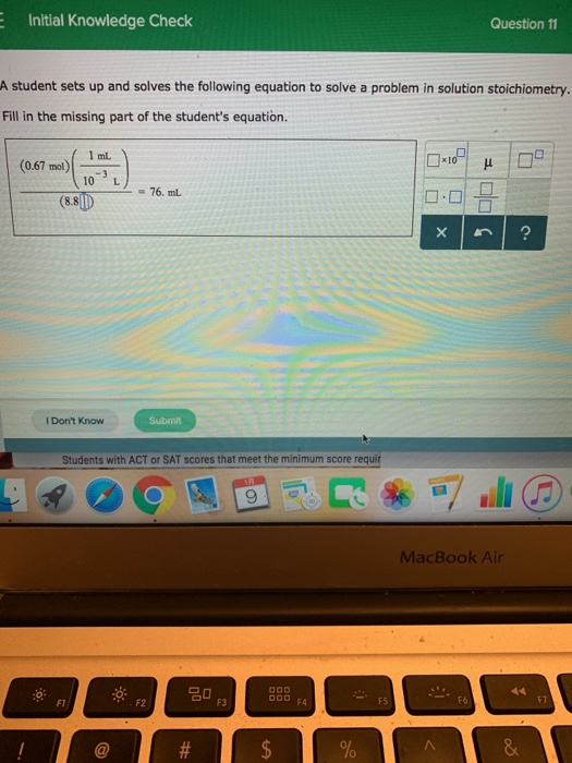 Solved Question 1 Initial Knowledge Check A student sets up | Chegg.com