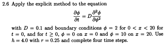 Solved 2.6 Apply the explicit method to the equation | Chegg.com