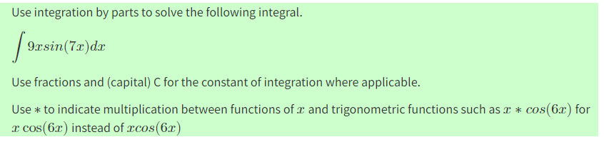 Solved Use integration by parts to solve the following | Chegg.com