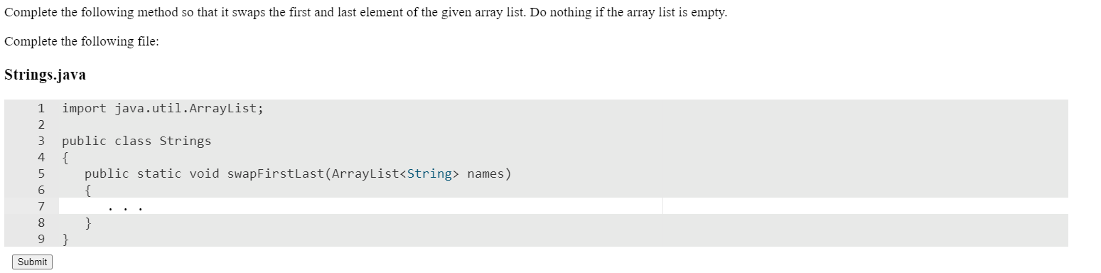 Solved Complete the following method so that it swaps the | Chegg.com