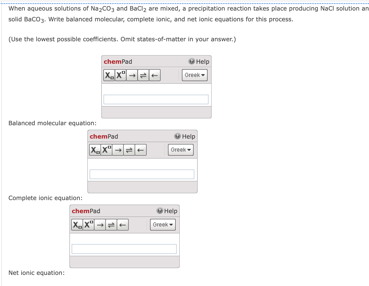 Solved When aqueous solutions of Na2CO3 and BaCl2 are mixed, | Chegg.com