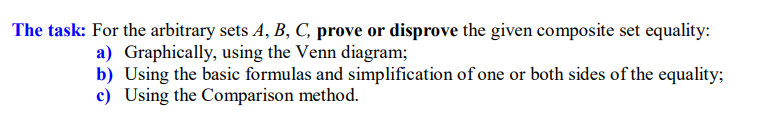 Solved (BOC)\A=ABC The task: For the arbitrary sets A, B, | Chegg.com