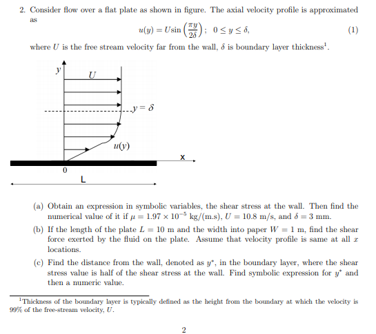 Solved as 2. Consider flow over a flat plate as shown in | Chegg.com