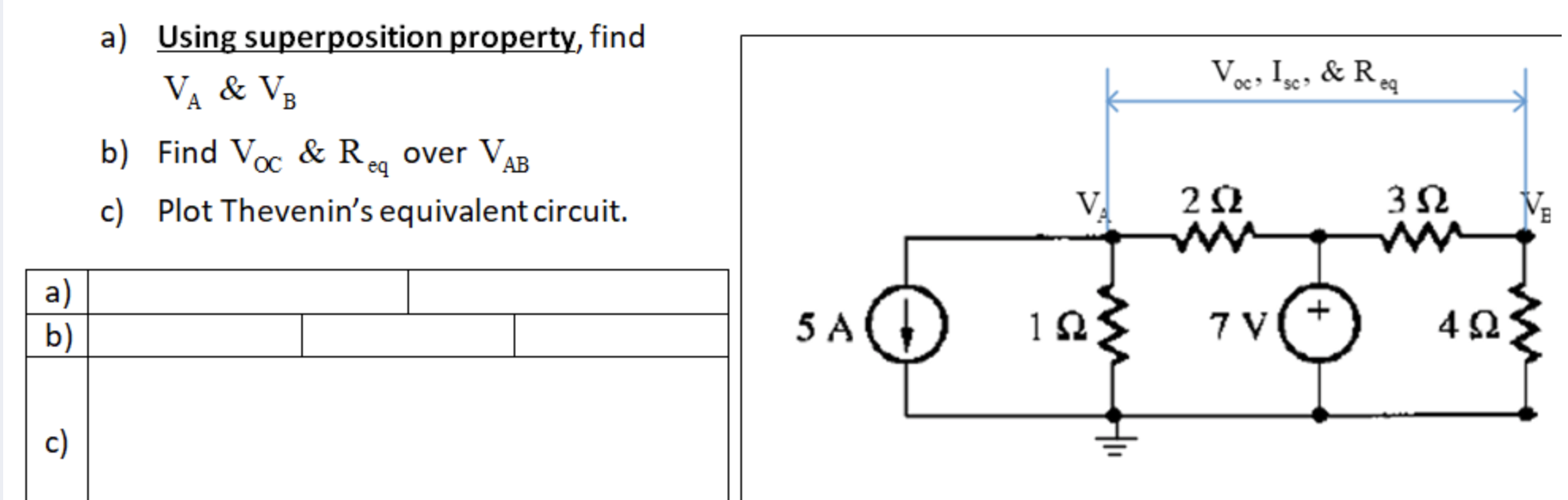 Solved Voc, Isc, &R eg a) Using superposition property, find | Chegg.com