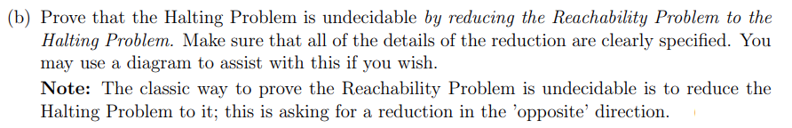 Solved b) Prove that the Halting Problem is undecidable by | Chegg.com