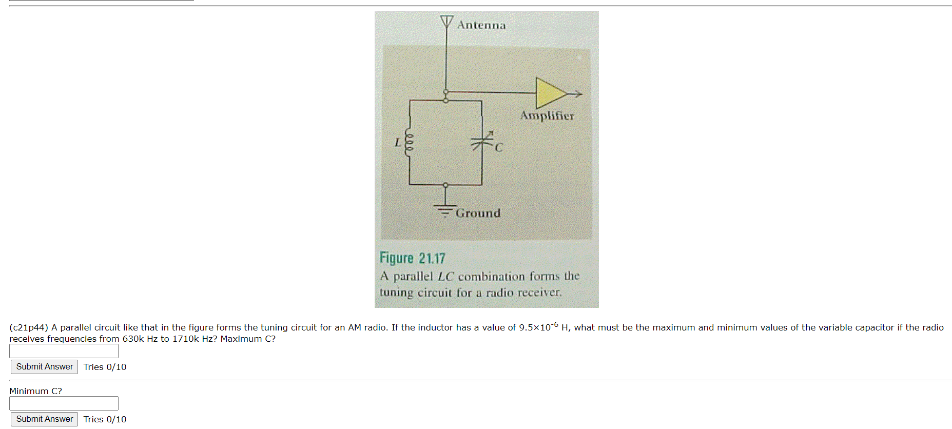 Solved Figure 21.17 A parallel ∠C combination forms the | Chegg.com
