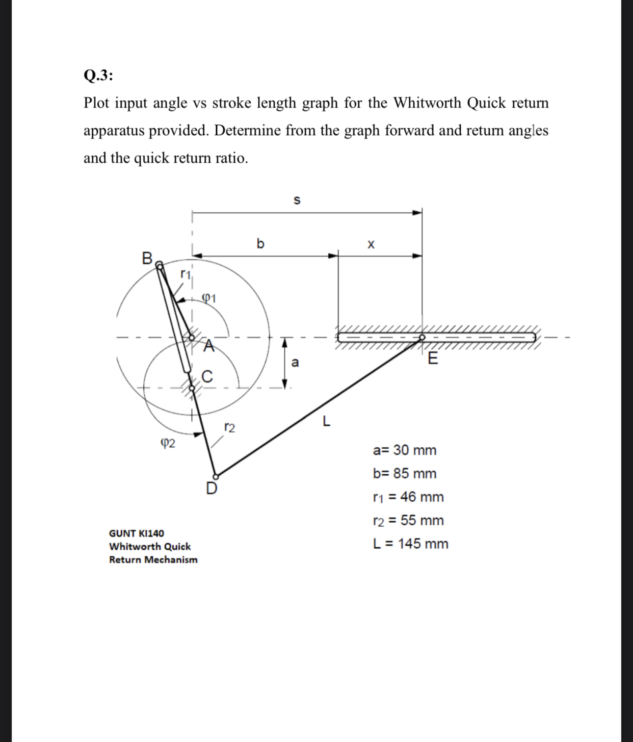 Solved Q.3: Plot input angle vs stroke length graph for the | Chegg.com