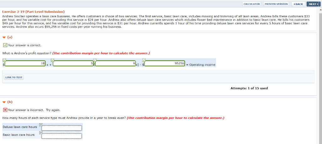 Solved CALCULATOR PRINTER VERSTON 4 BACK NEXT Exercise 3-19 | Chegg.com