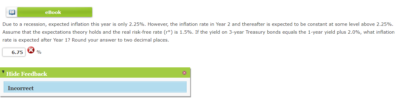 Solved eBook Due to a recession, expected inflation this | Chegg.com