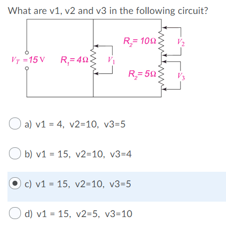 Solved What are v1, v2 and v3 in the following circuit? R = | Chegg.com