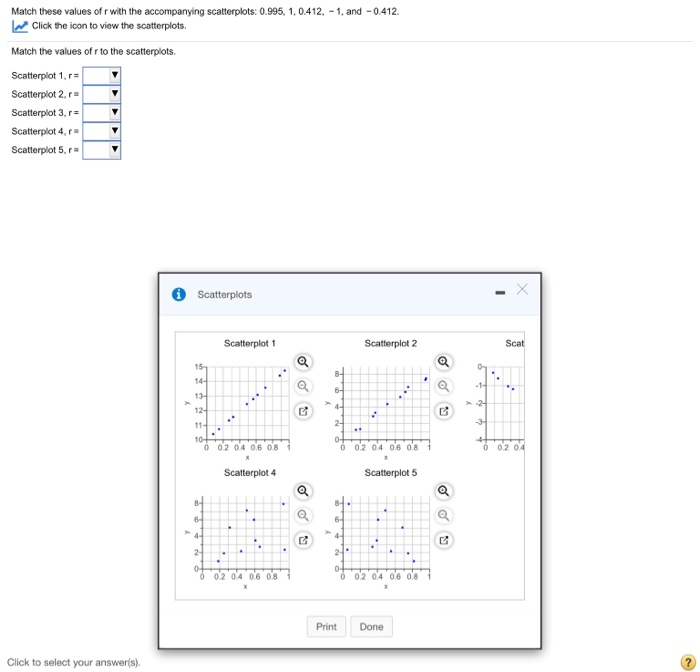 Solved Match these values of r with the accompanying | Chegg.com