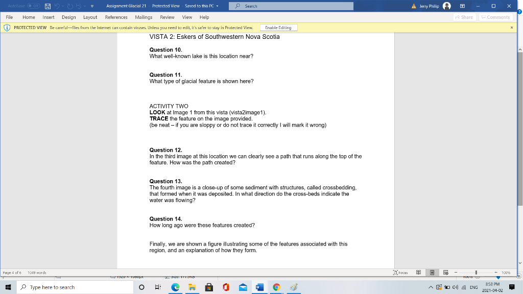 Solved AutoSave On Assignment Glacial 21 Protected ViewSaved | Chegg.com