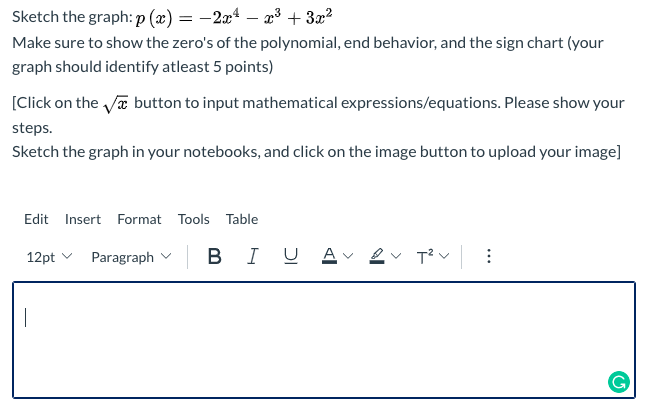 Solved Sketch the graph: p(x) = -2x4 – x3 + 3.x2 Make sure | Chegg.com