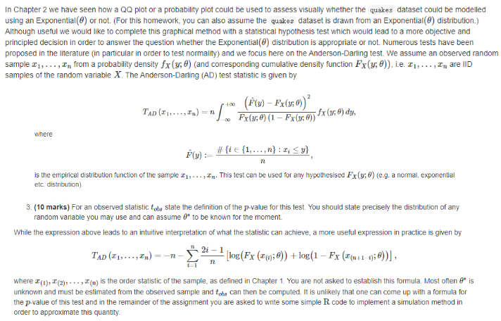 In Chapter 2 we have seen how a QQ plot or a | Chegg.com