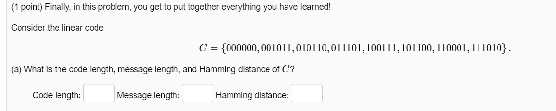 Solved (1 point) Finally, in this problem, you get to put | Chegg.com