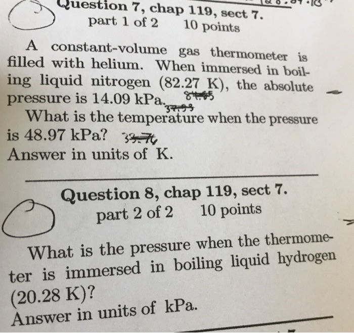 Solved A constant-volume gas thermometer is filled with | Chegg.com