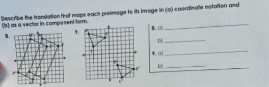Solved Describe the translation that maps each preimage to | Chegg.com
