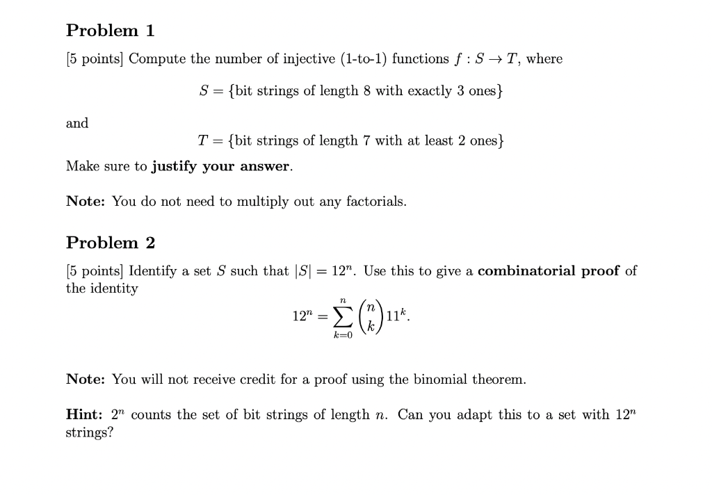 Problem 1 [5 points] Compute the number of injective | Chegg.com