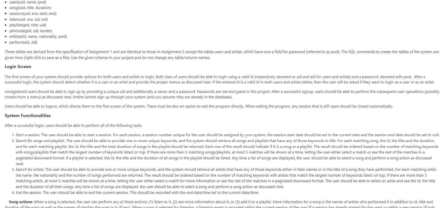 Solved - sessions(uid, sno, start, end) - listen(uid, sno, | Chegg.com