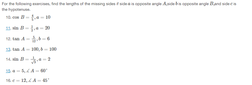 Solved For the following exercises, find the lengths of the | Chegg.com